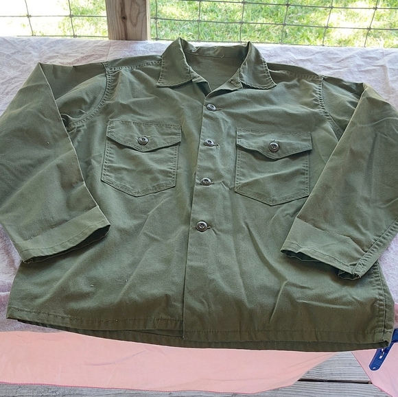 Jackets & Coats | Vintage Military Olive Green Uniform Shirt Large ...